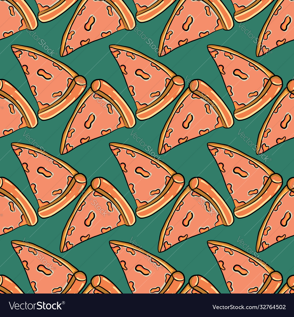 Pizza pattern seamless pattern on green background