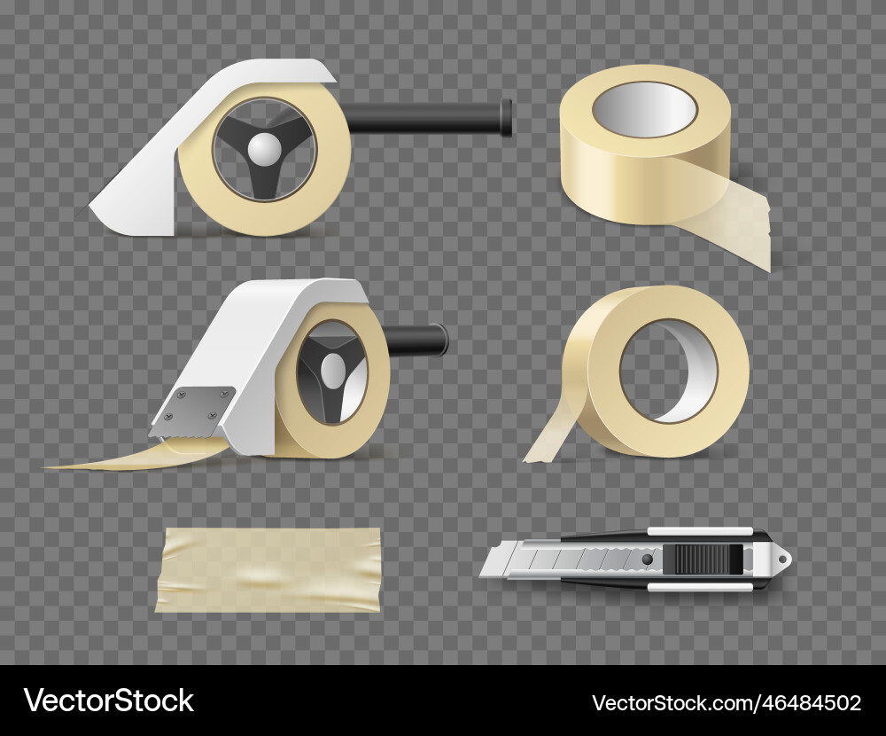 Realistic sticky tape with holder yellow self Vector Image