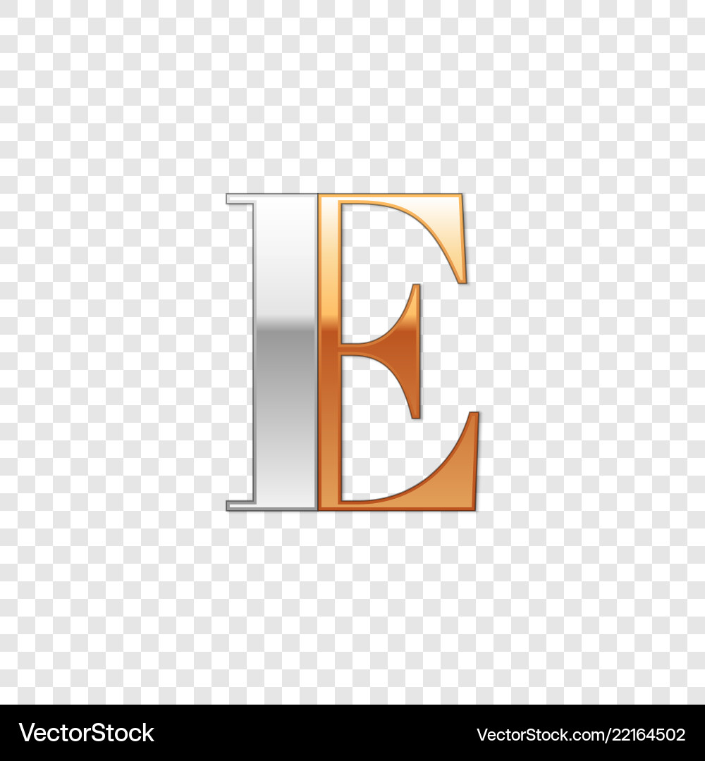 Silver and gold font symbol alphabet letter e Vector Image