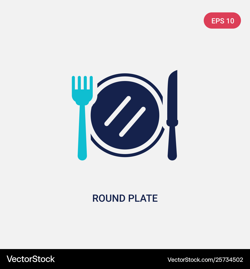 Two color round plate icon from bistro Royalty Free Vector