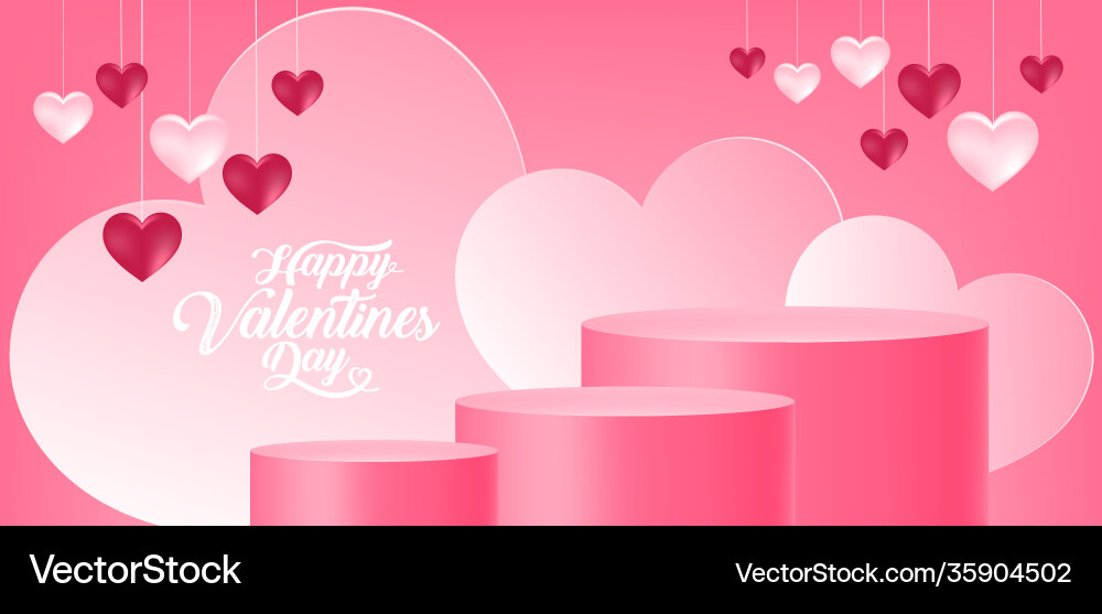 Valentines day product display podium heart Vector Image