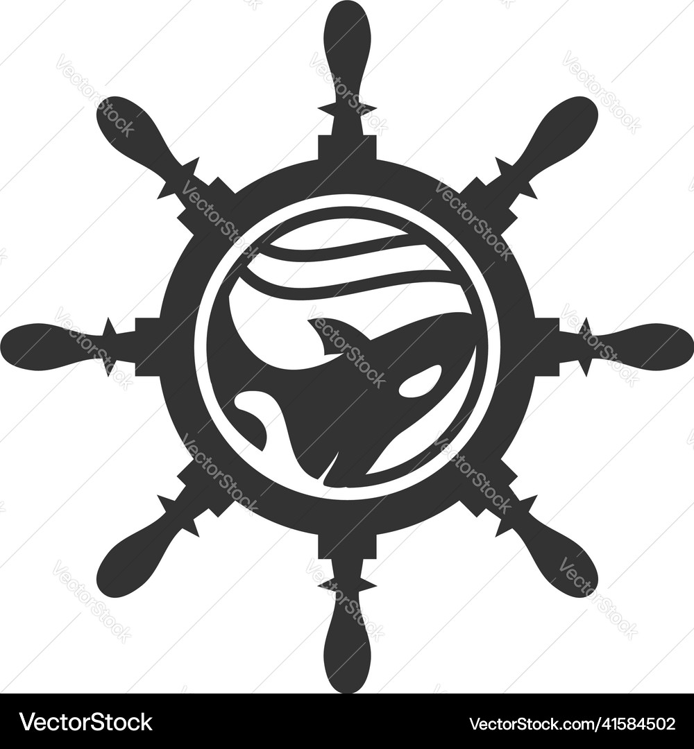 Whale rudder icon brand identity Royalty Free Vector Image