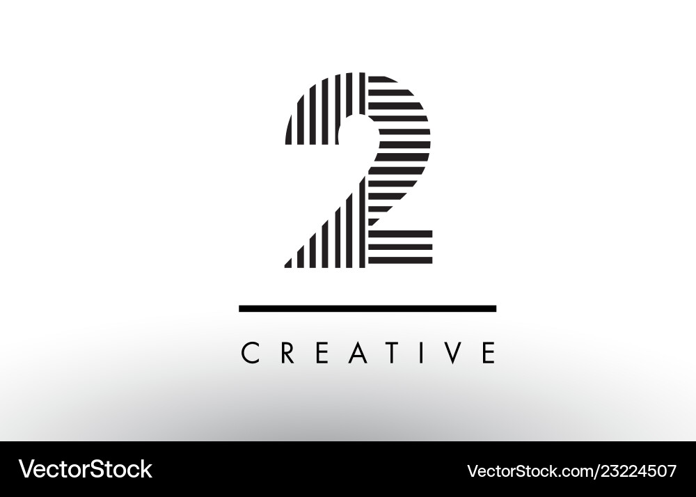2 black and white lines number logo design Vector Image