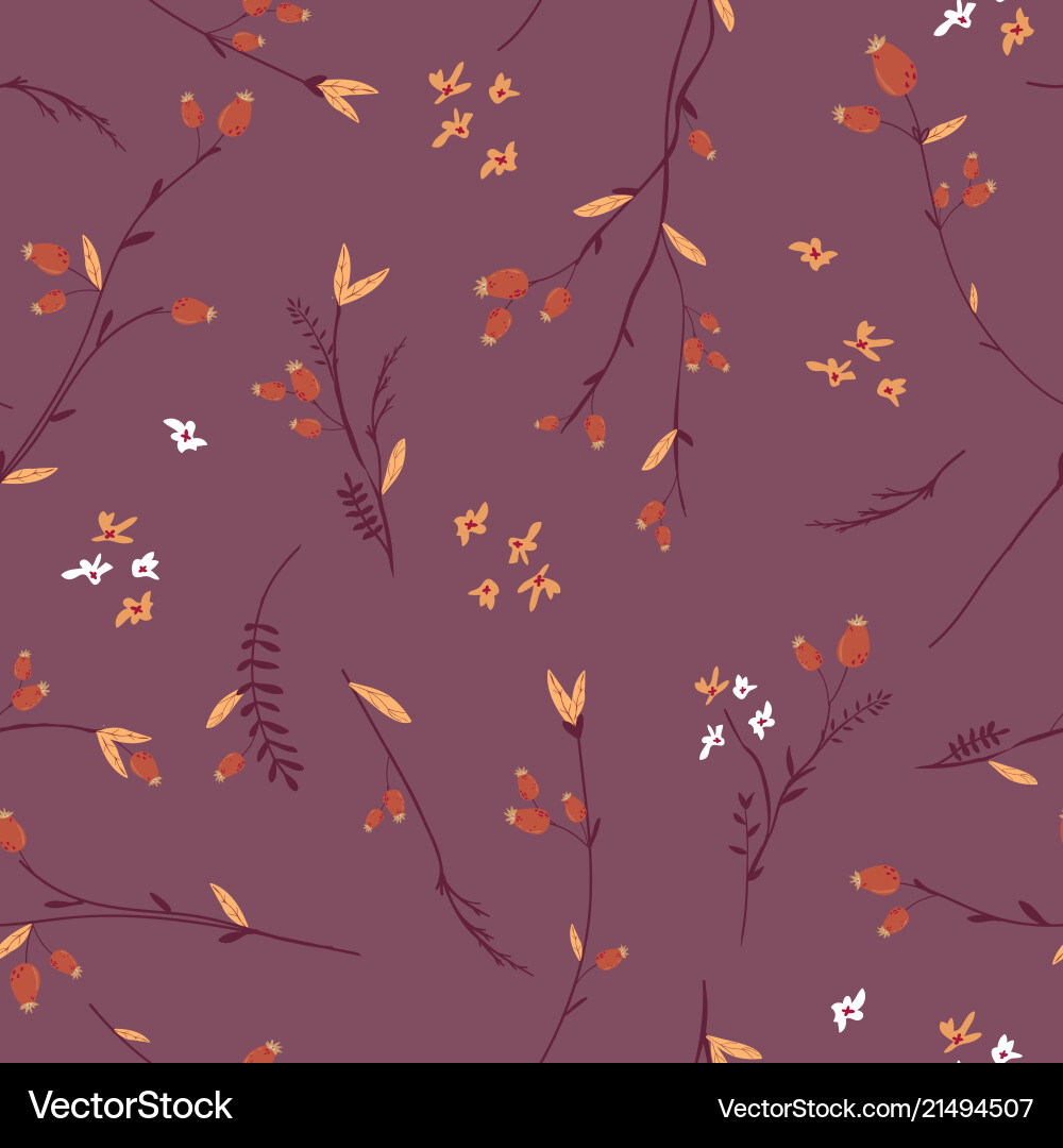 Autumn floral seamless pattern with leaves Vector Image