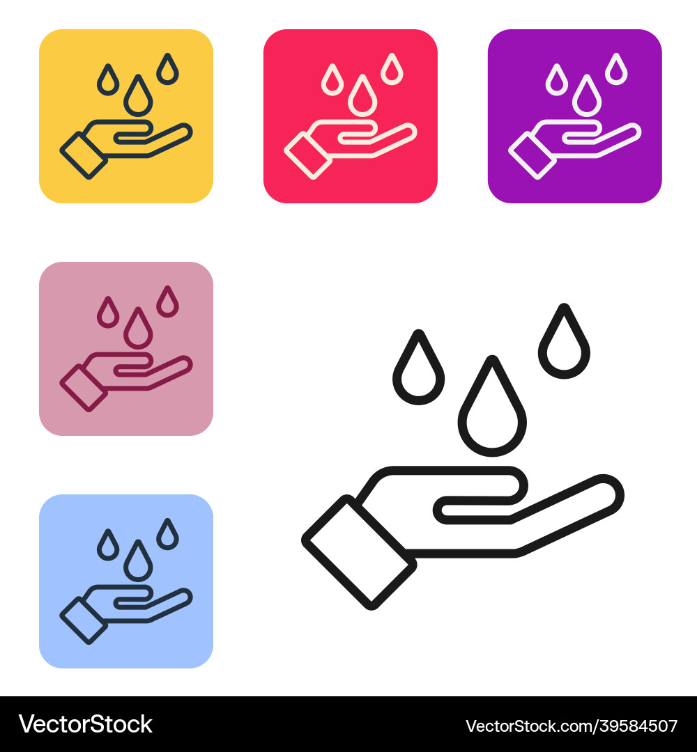 Black line washing hands with soap icon isolated Vector Image
