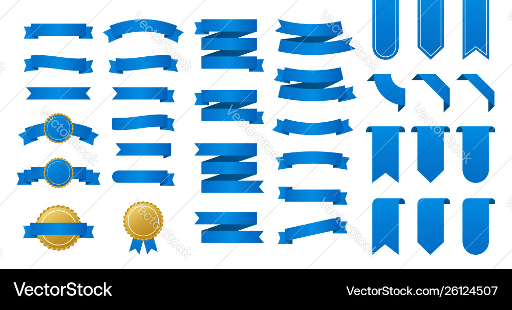 Blue ribbons banners set stock Royalty Free Vector Image