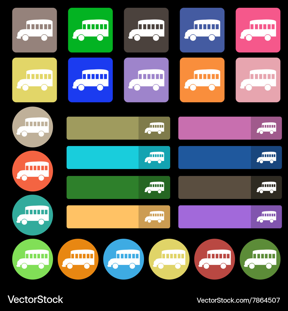 Bus icon sign set from twenty seven multicolored Vector Image