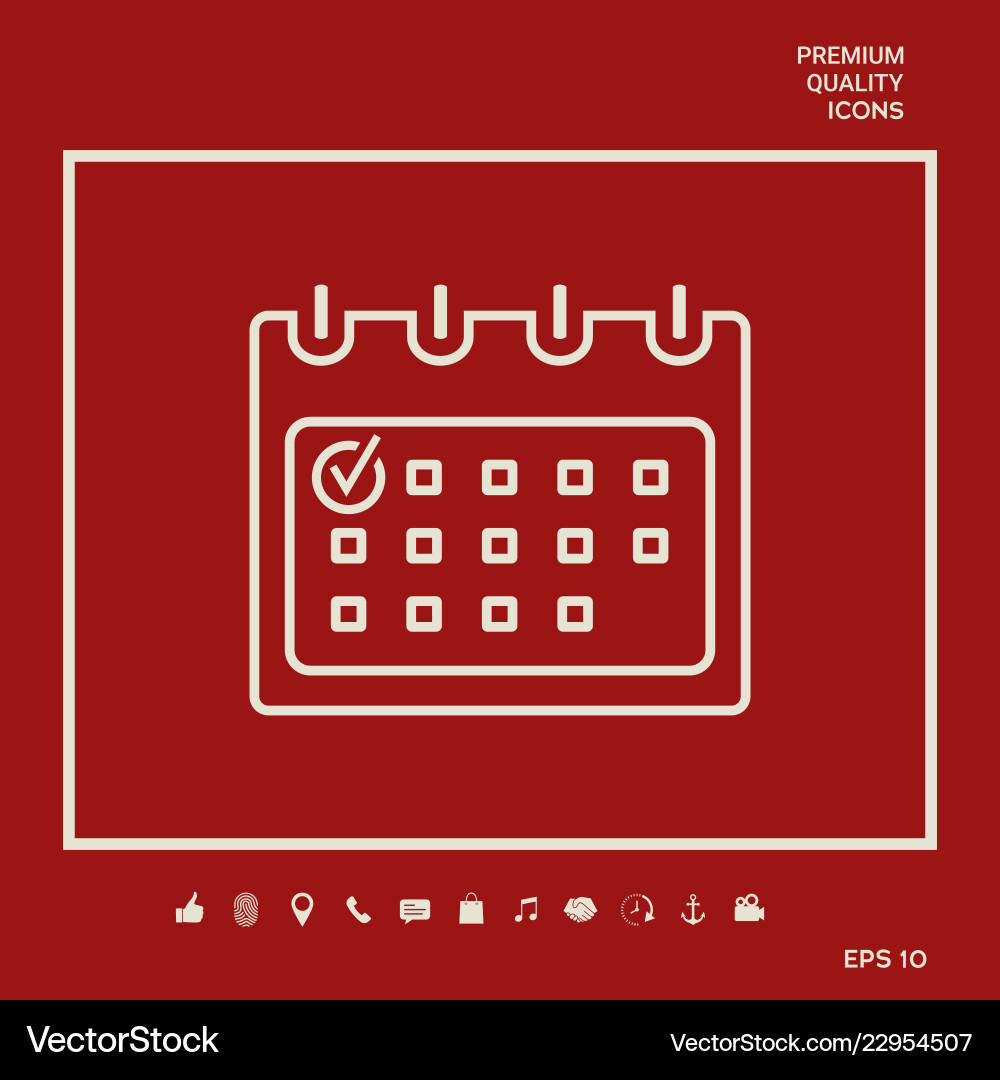 Calendar with check mark- line icon graphic Vector Image