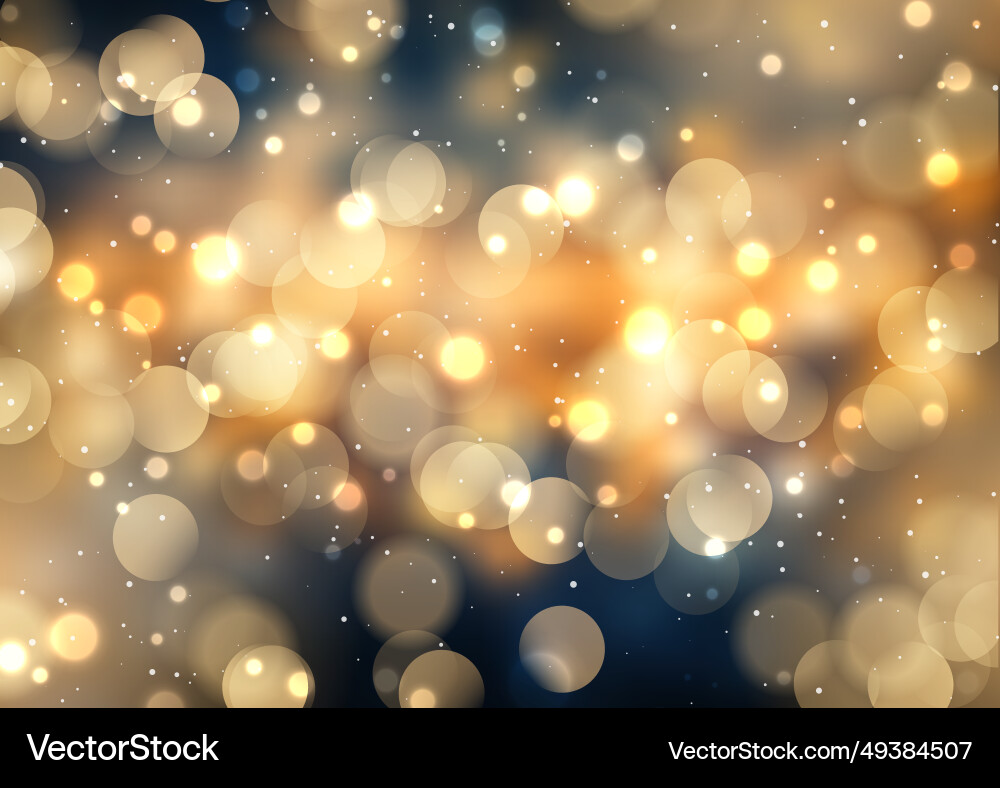 Christmas background with golden bokeh lights Vector Image