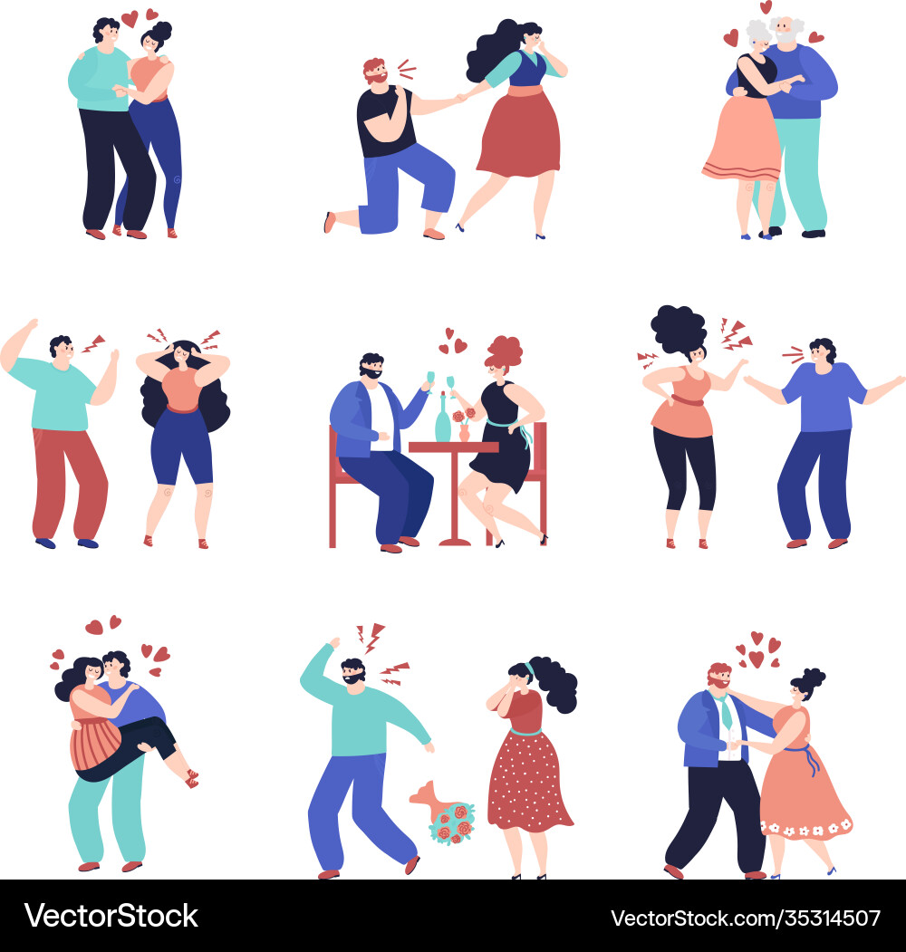 Conflict relationship people violence unhappy Vector Image