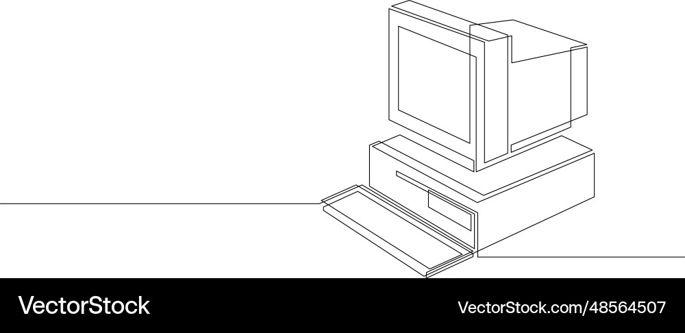 Continuous one line drawing of retro personal Vector Image