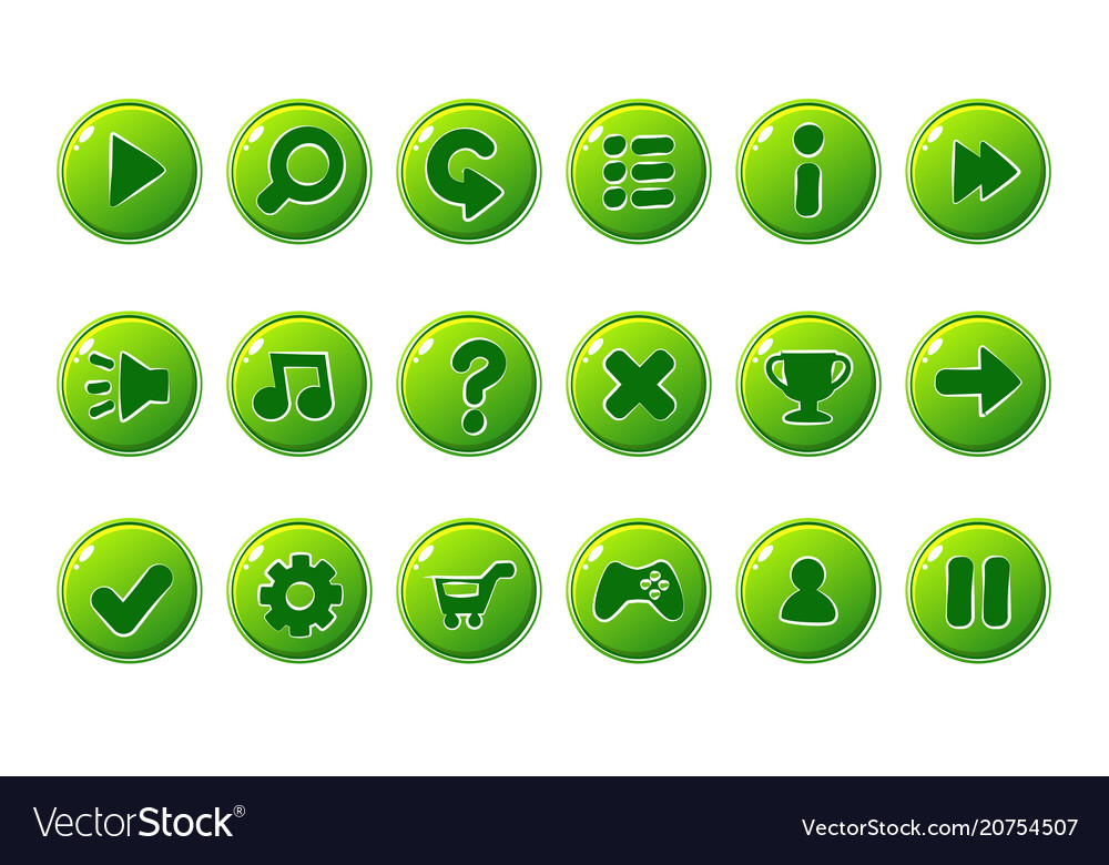 Glossy green buttons for all kinds of casual Vector Image