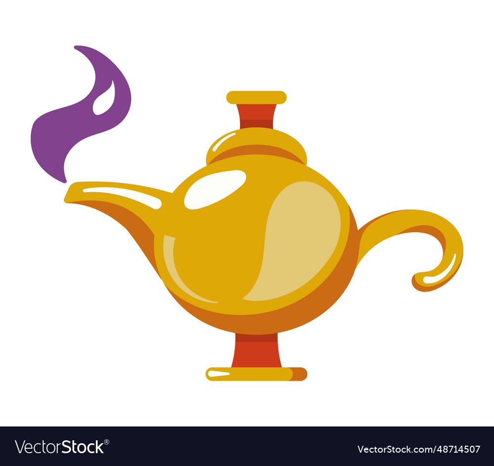 Magic genie lamp golden Royalty Free Vector Image