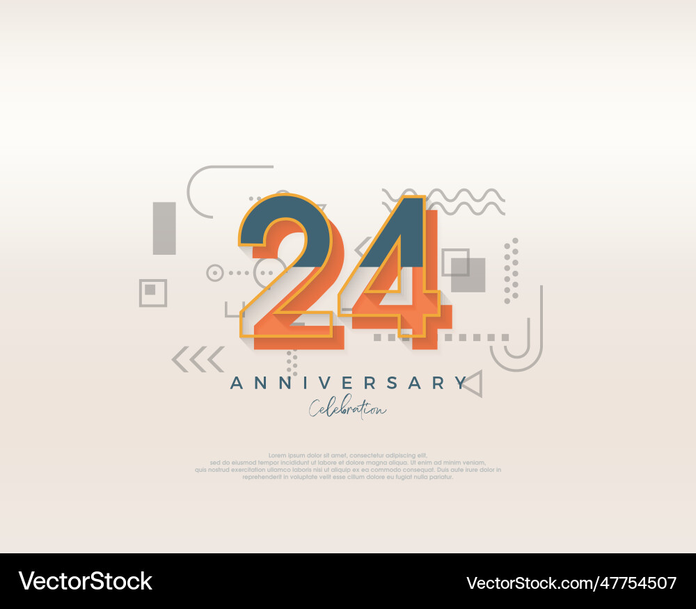 Modern cartoon design simple for 24th anniversary Vector Image