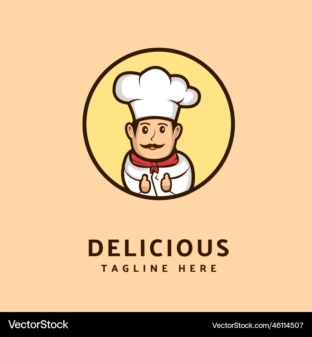Professional restaurant chef logo smiling male Vector Image