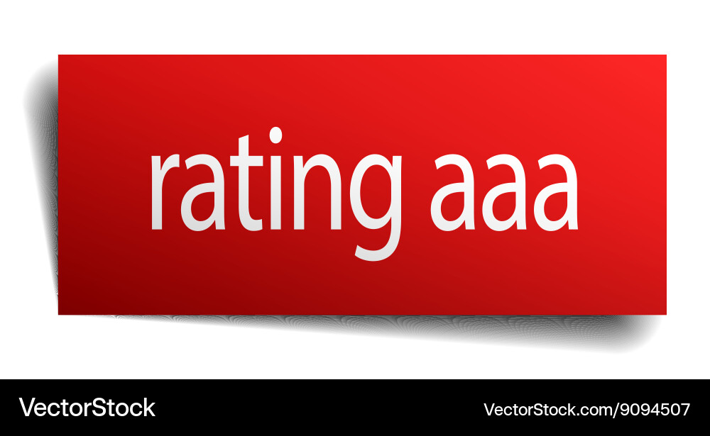 Rating aaa red paper sign on white background Vector Image
