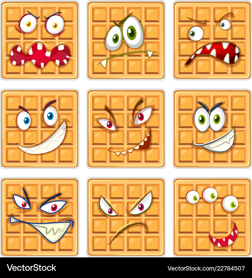 Set of waffle facial expression Royalty Free Vector Image