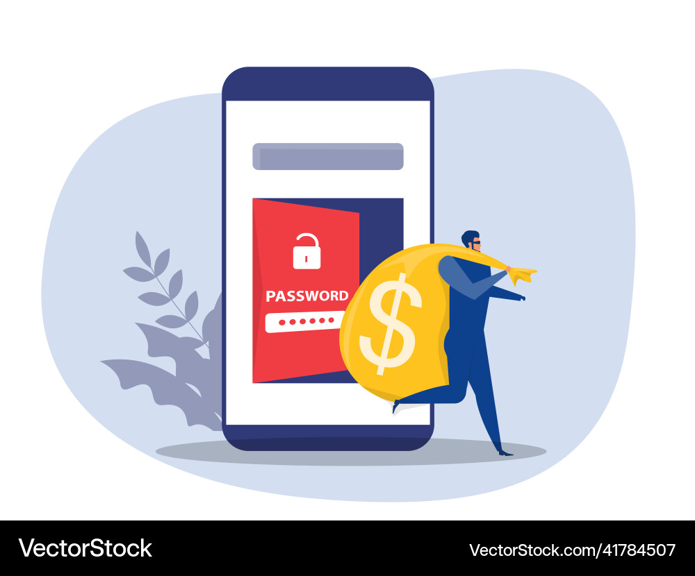 Unlock password hacker carrying bag with cash Vector Image