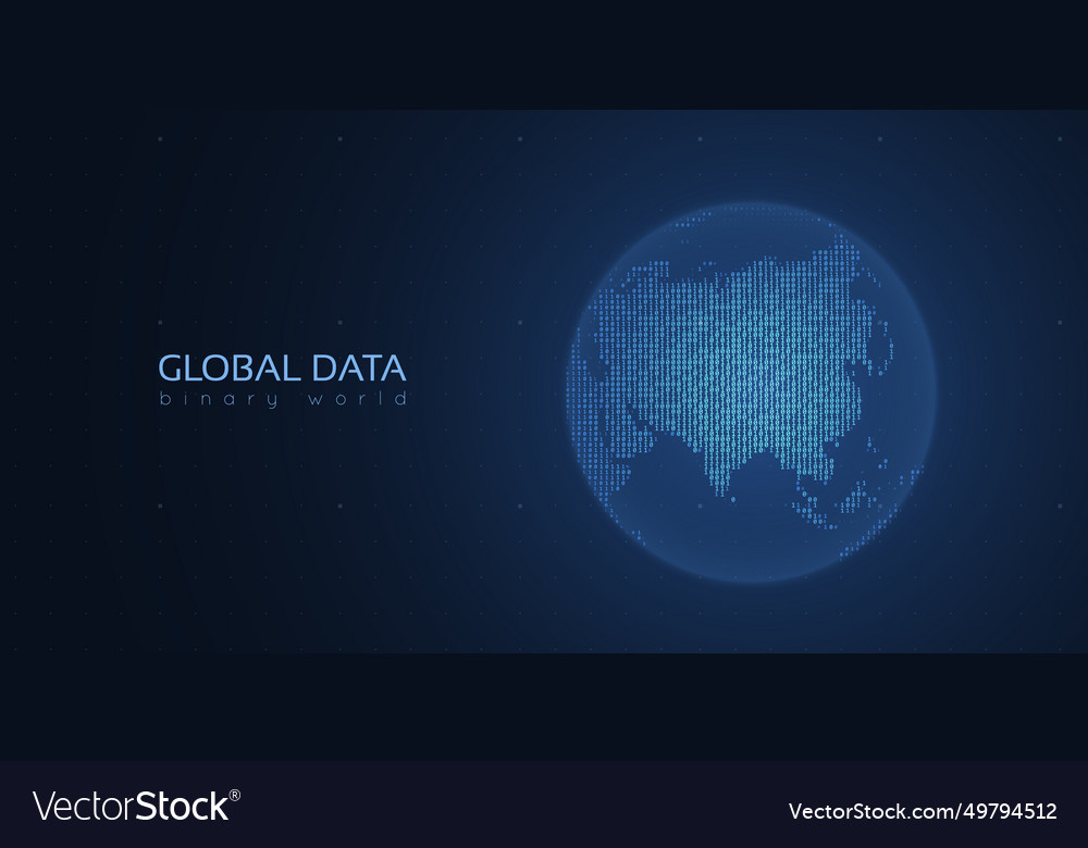 Binary planet earth big data global analytics Vector Image