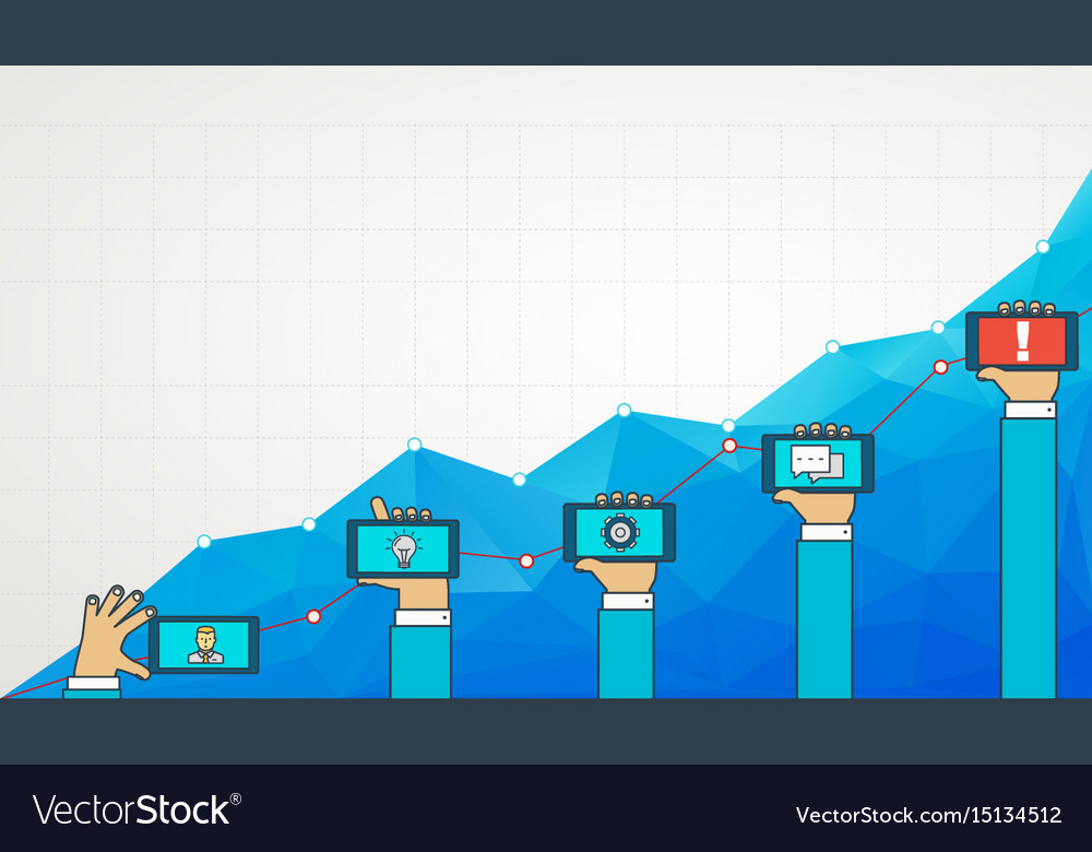 Blue business chart graph with line of increase Vector Image
