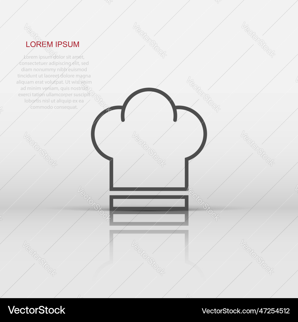 Chef hat icon in flat style cooker cap on white Vector Image