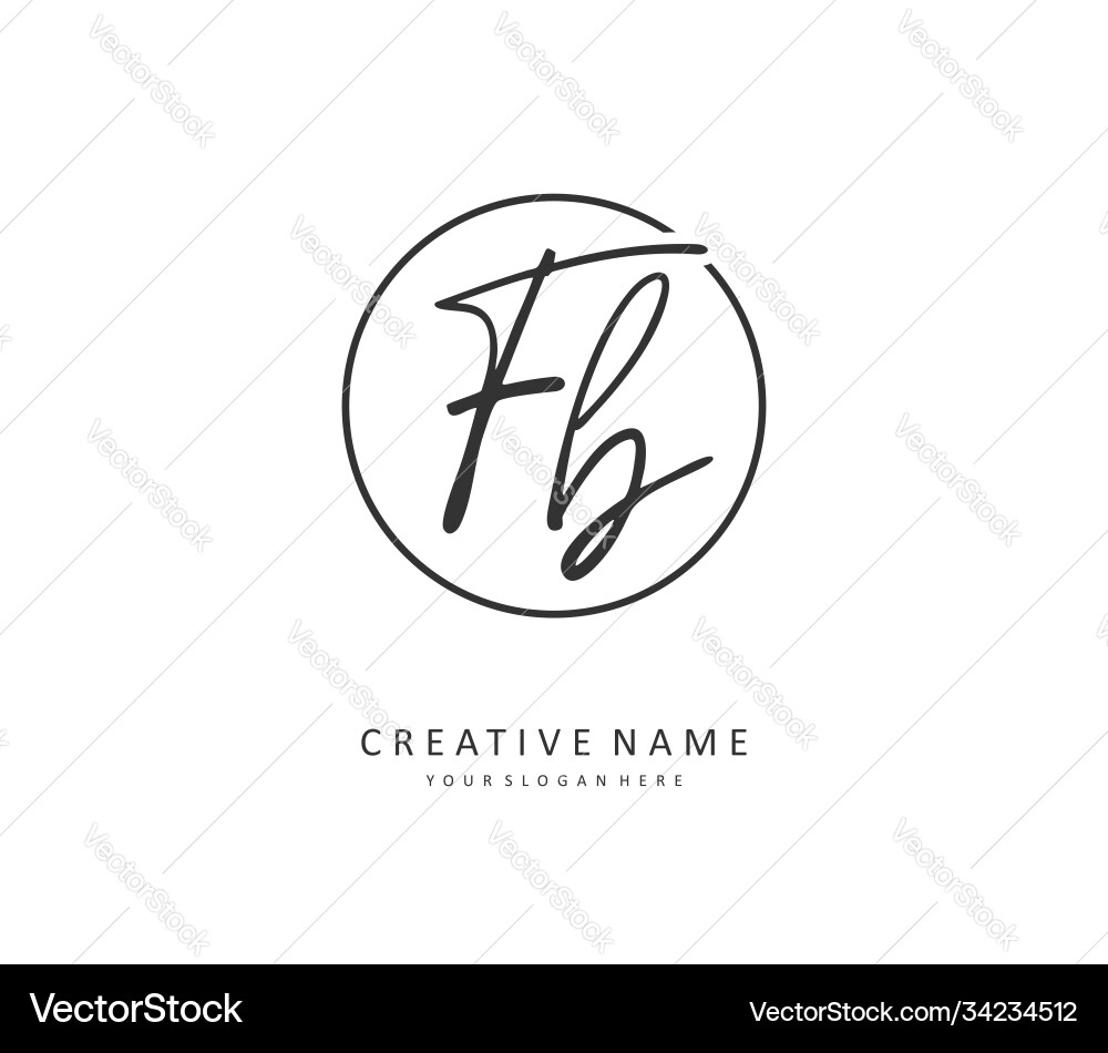 F b fb initial letter handwriting and signature Vector Image