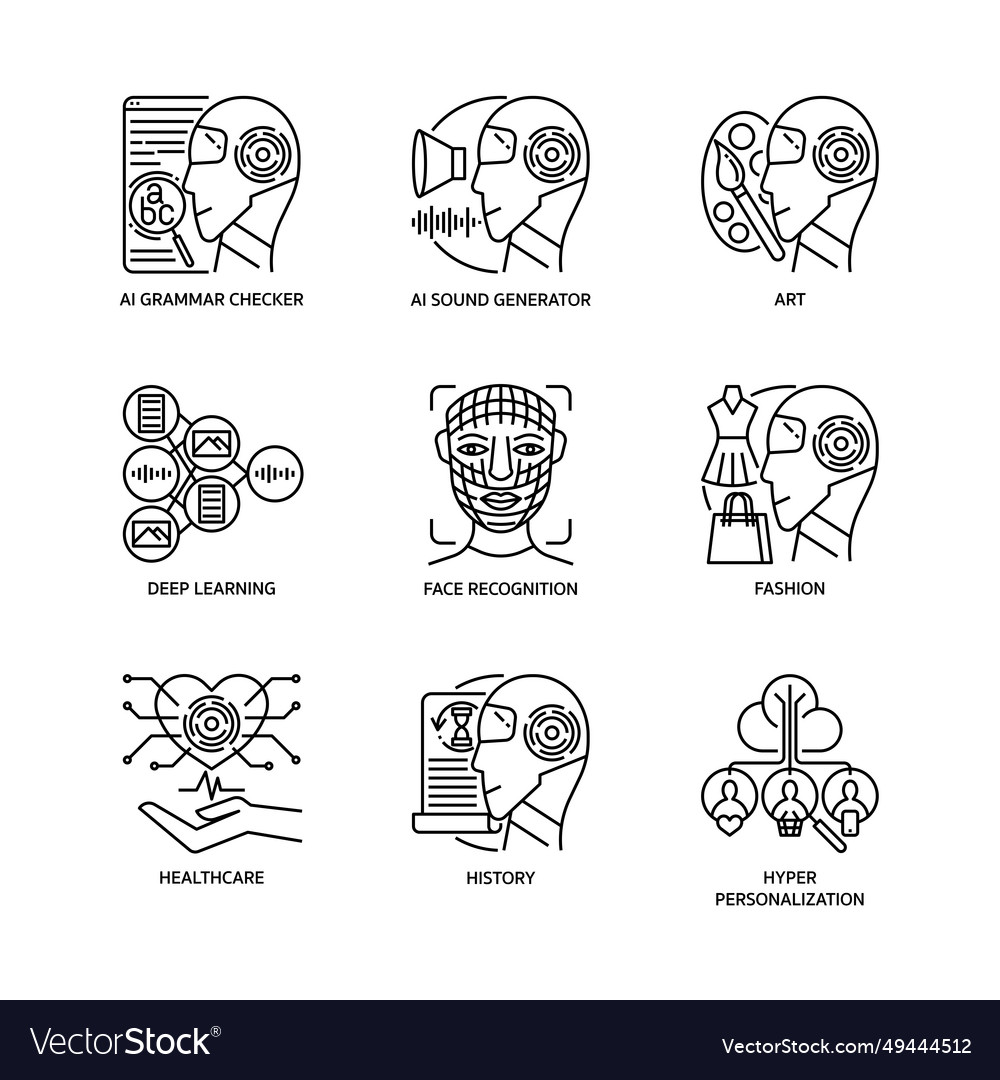Generative ai icon set Royalty Free Vector Image Generative ai icon set Royalty Free Vector Image