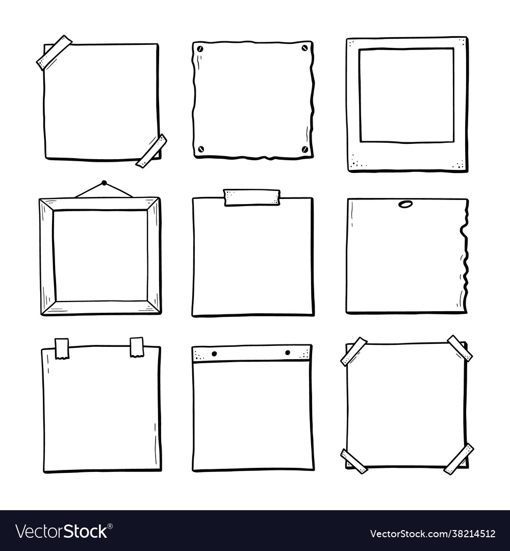 Hand drawn set paper sticker photo frame Vector Image Hand drawn set paper sticker photo frame Vector Image