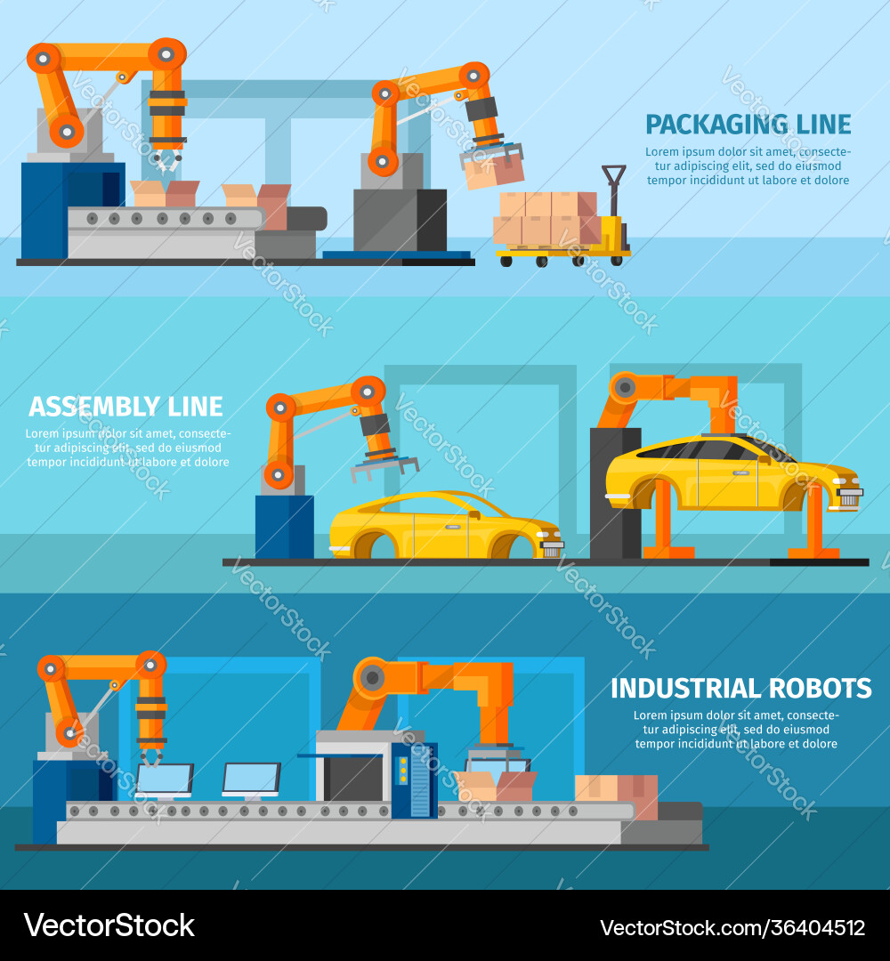 Industrial automated manufacturing banners Vector Image