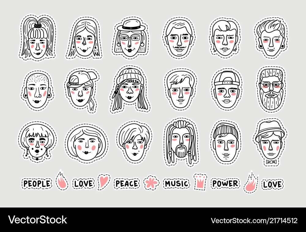 People stickers avatars patches Royalty Free Vector Image