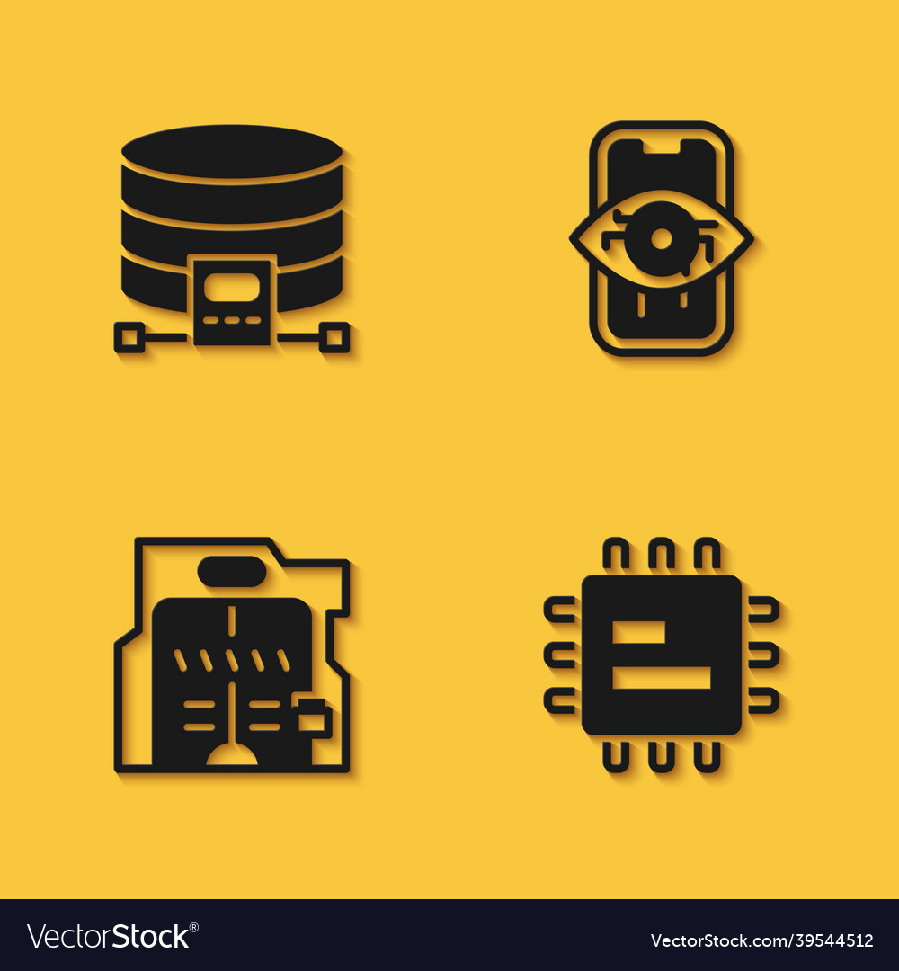 Set cloud database processor cpu futuristic Vector Image