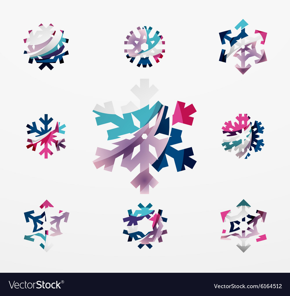 Set of abstract colorful snowflake logo icons Vector Image