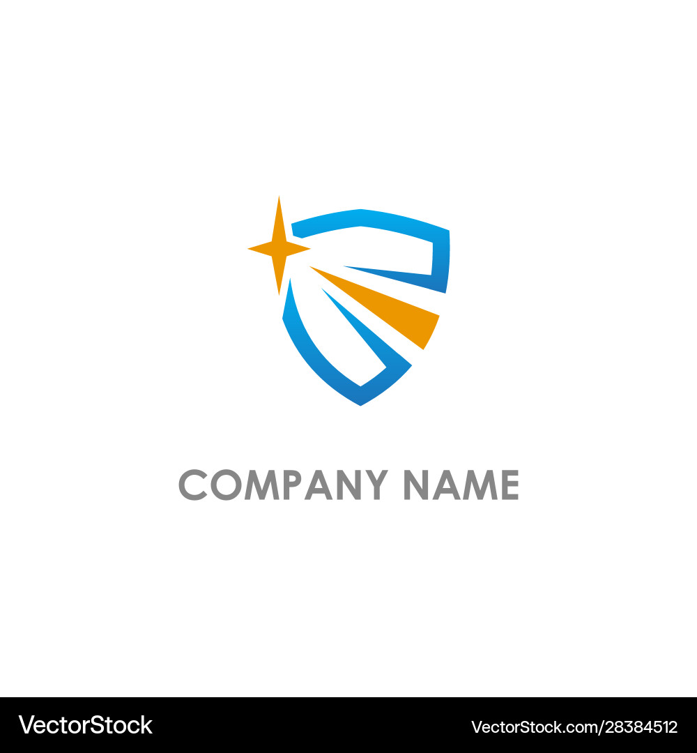 Shield star shine protect logo Royalty Free Vector Image