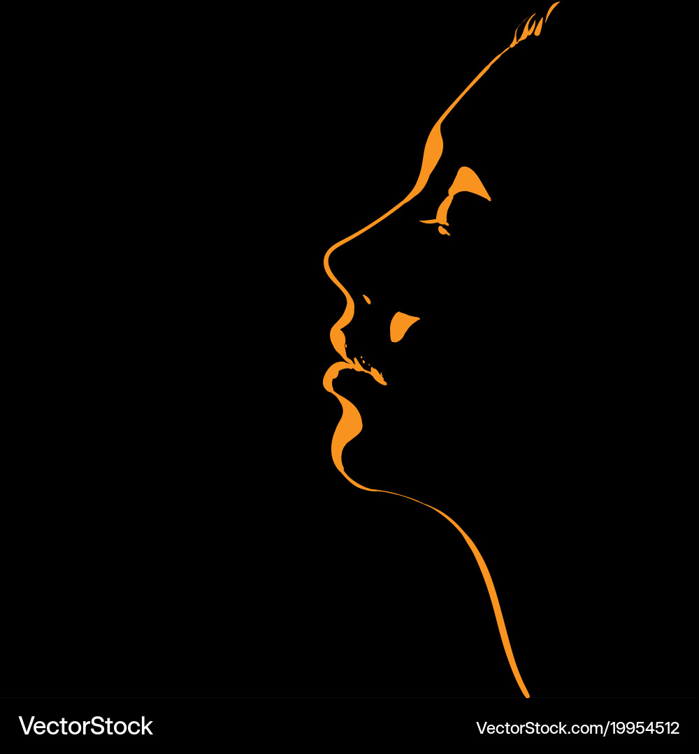 Woman s face silhouette in backlight Royalty Free Vector