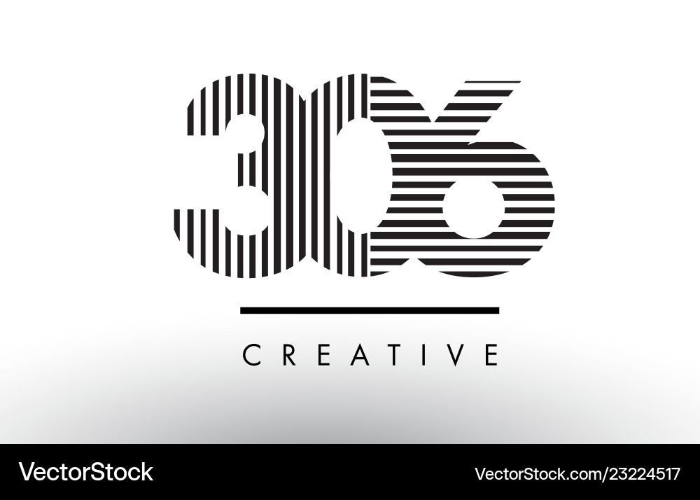 306 black and white lines number logo design Vector Image