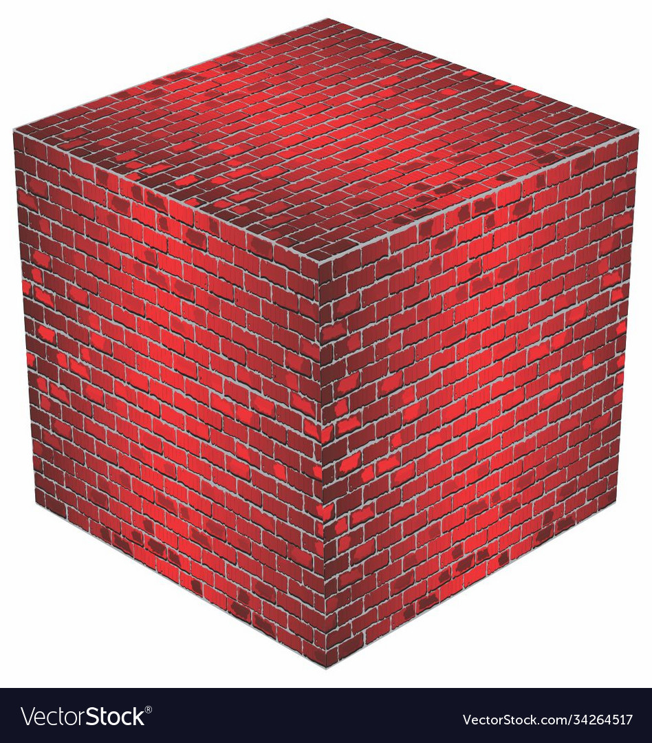 A cube made red bricks Royalty Free Vector Image