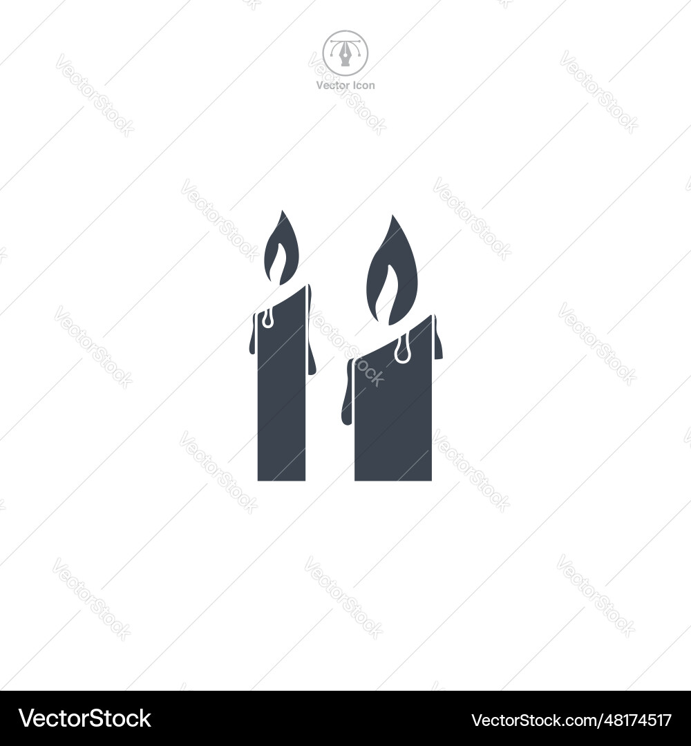 Candle icon symbol isolated on white background Vector Image