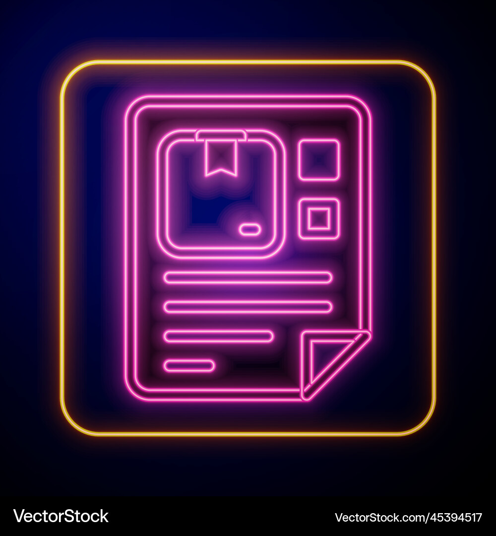 Glowing neon waybill icon isolated on black Vector Image