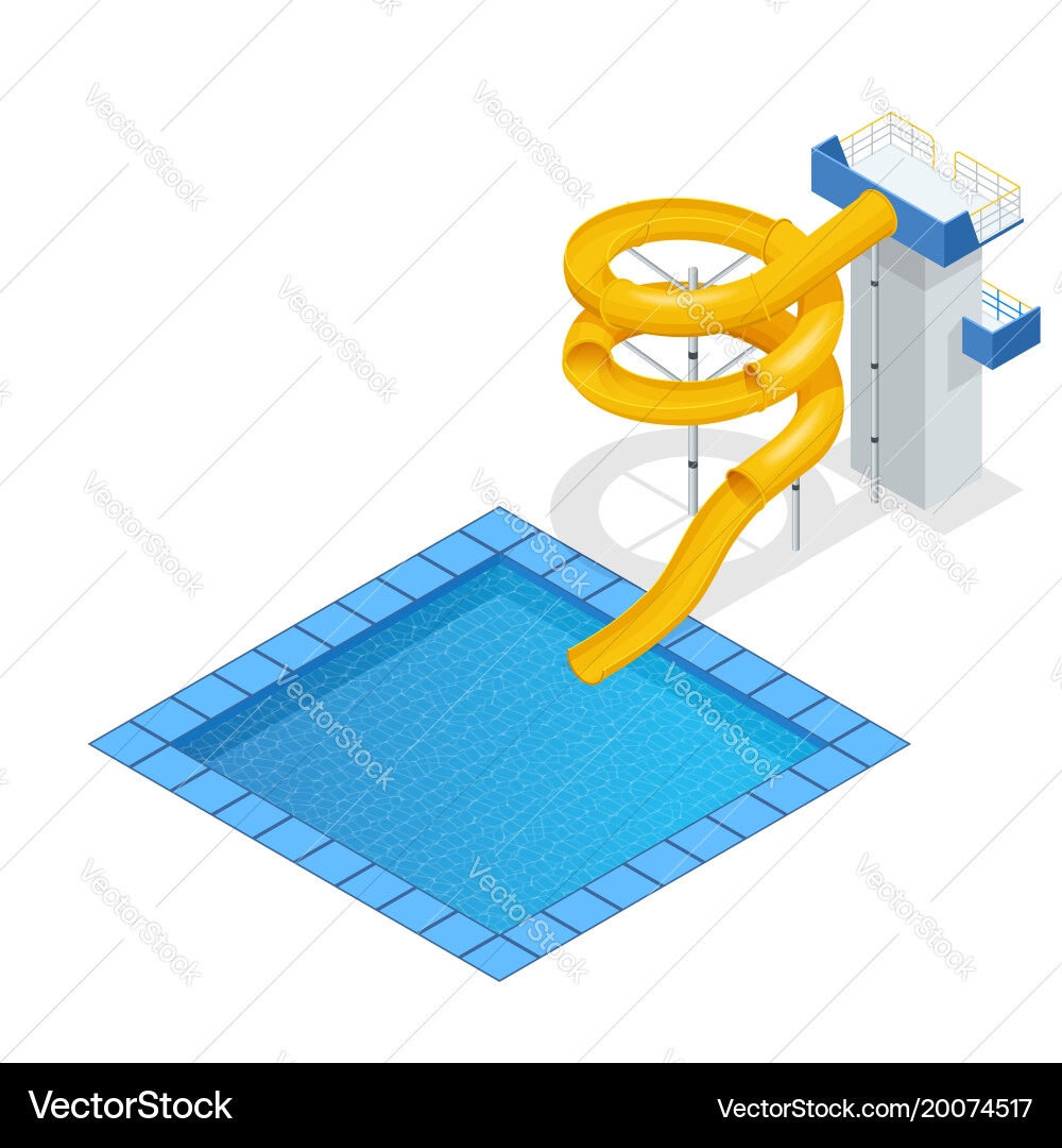 Isometric colourful water slide and tubes Vector Image