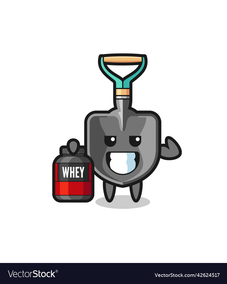 Muscular shovel character is holding a protein Vector Image Muscular shovel character is holding a protein Vector Image