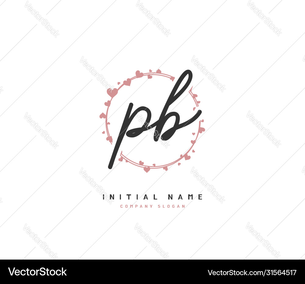 P b pb beauty initial logo handwriting logo Vector Image