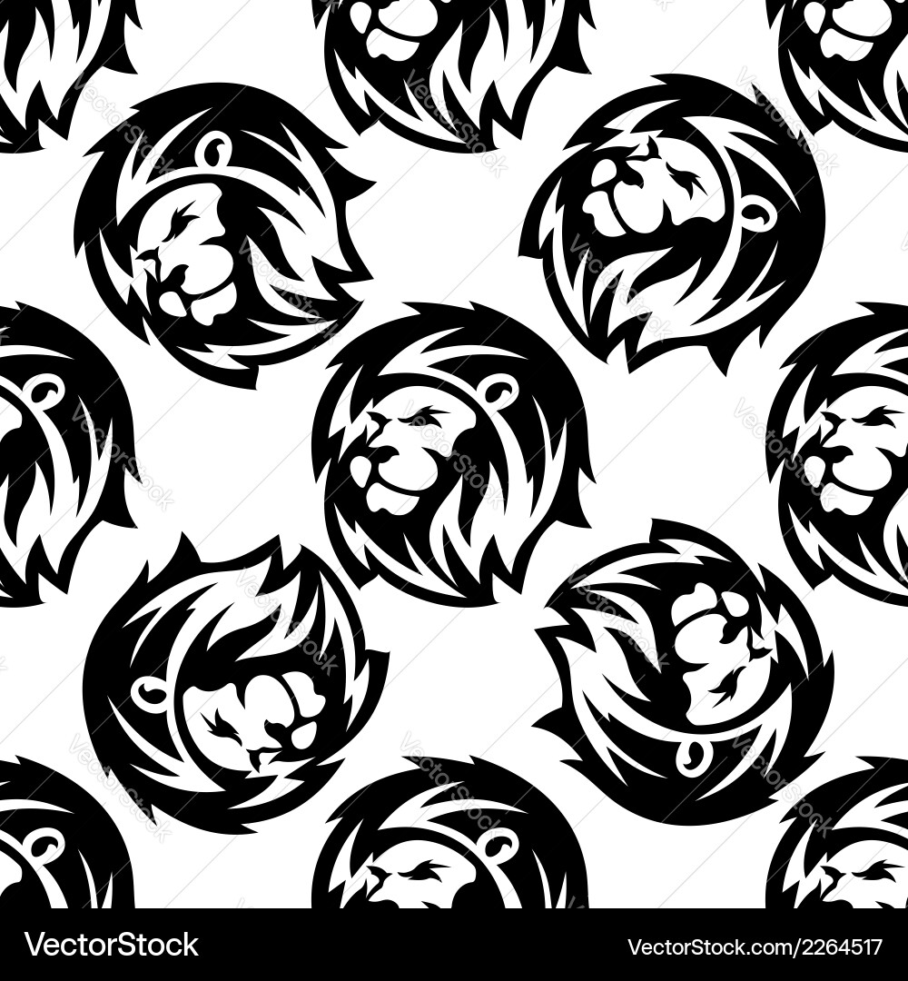Seamless pattern of a proud lion Royalty Free Vector Image