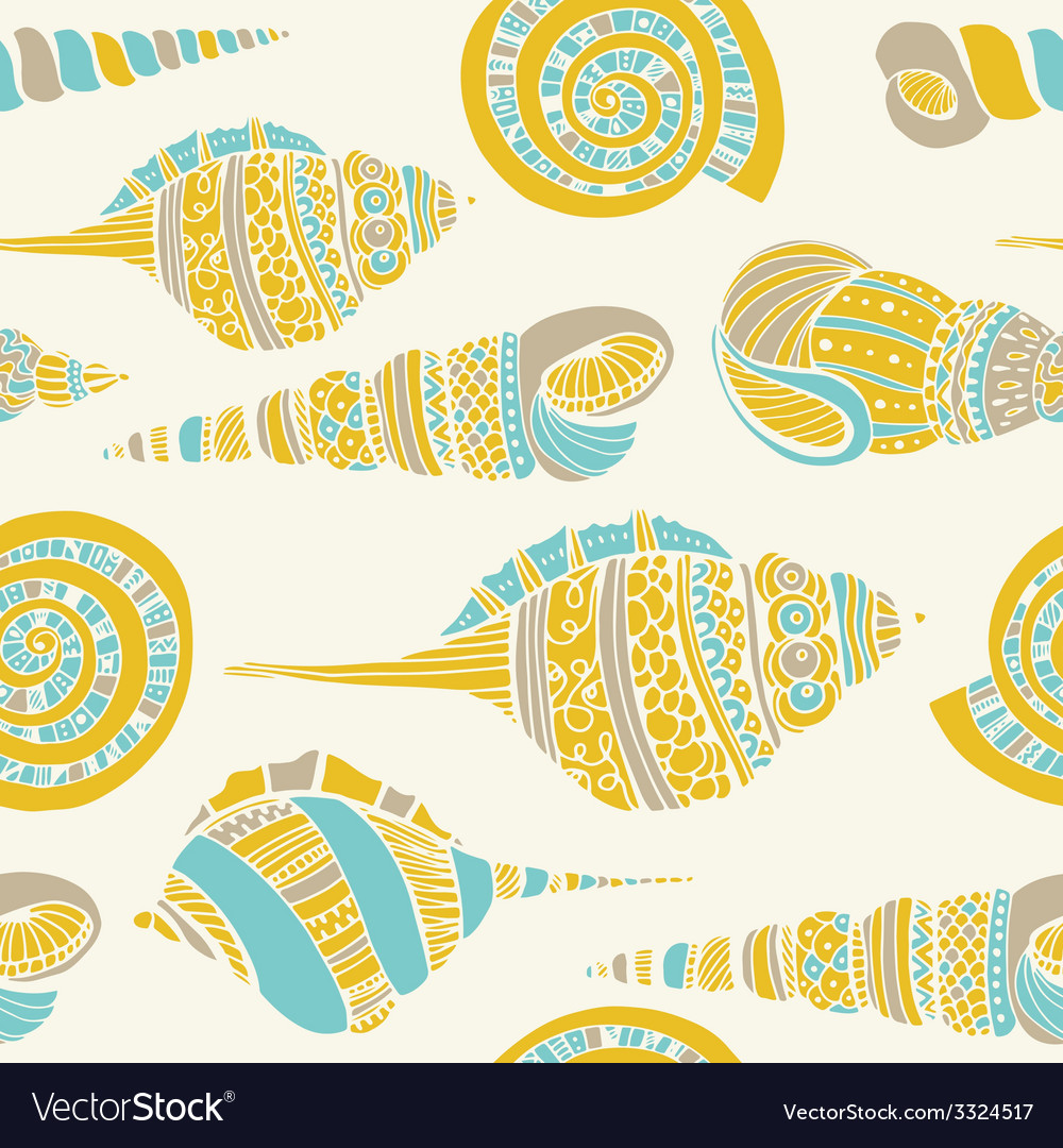 Seashell seamless pattern Royalty Free Vector Image
