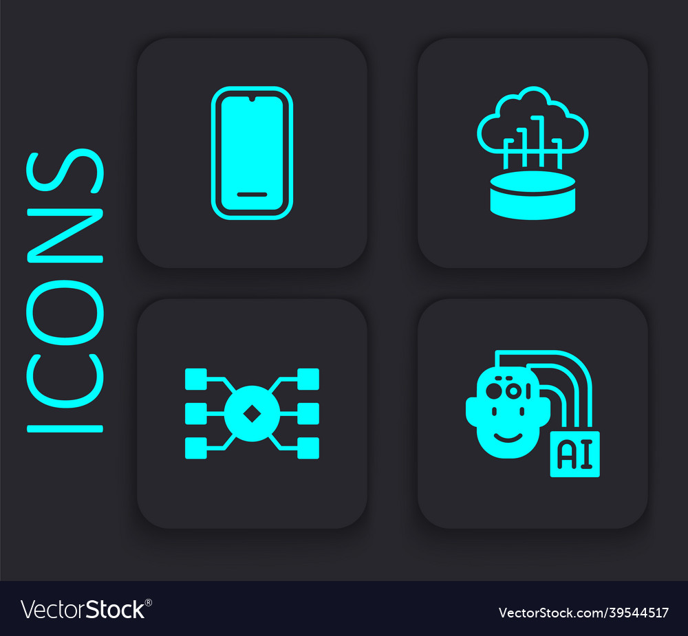 Set humanoid robot mobile phone network cloud Vector Image Set humanoid robot mobile phone network cloud Vector Image