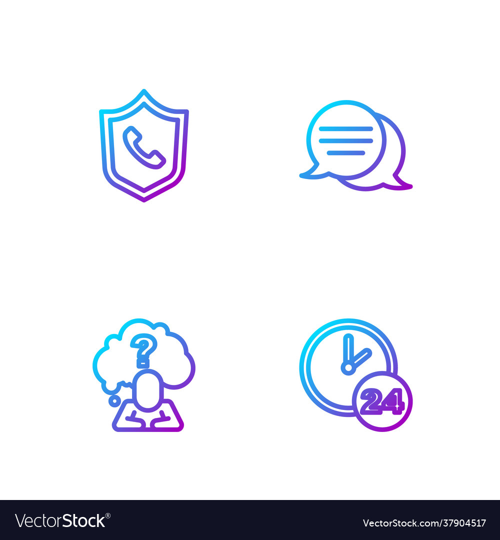 Set line clock 24 hours head with question mark Vector Image