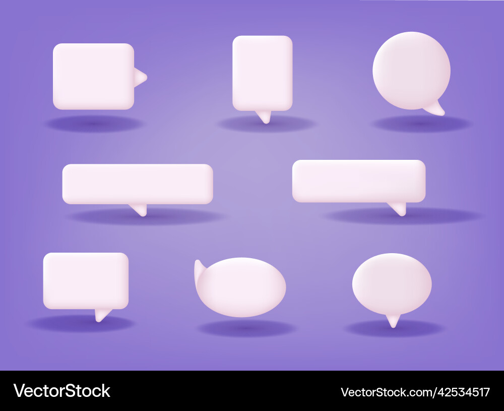 Set of 3d speak bubble chatting box message Vector Image