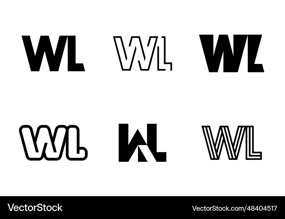 Set of letter wl logos Royalty Free Vector Image