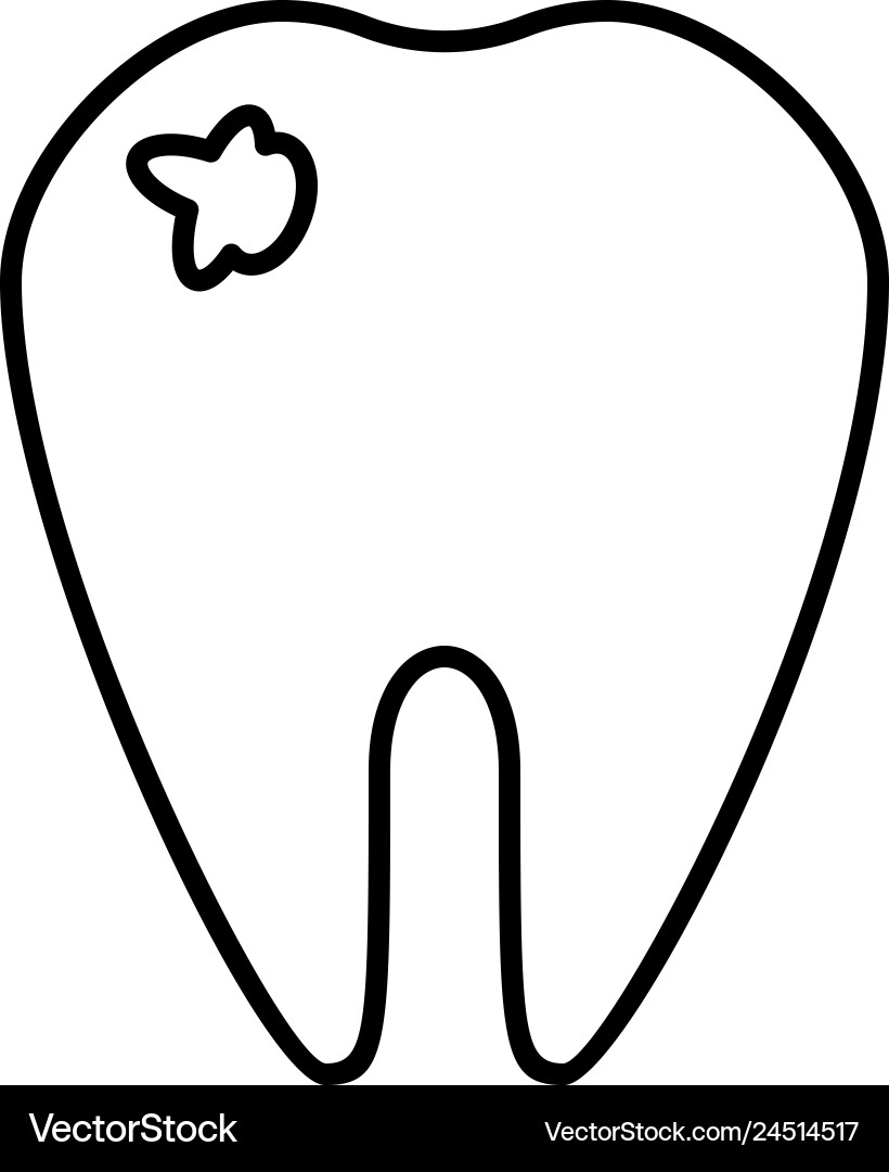 Tooth spoiled icon contour black and white Vector Image