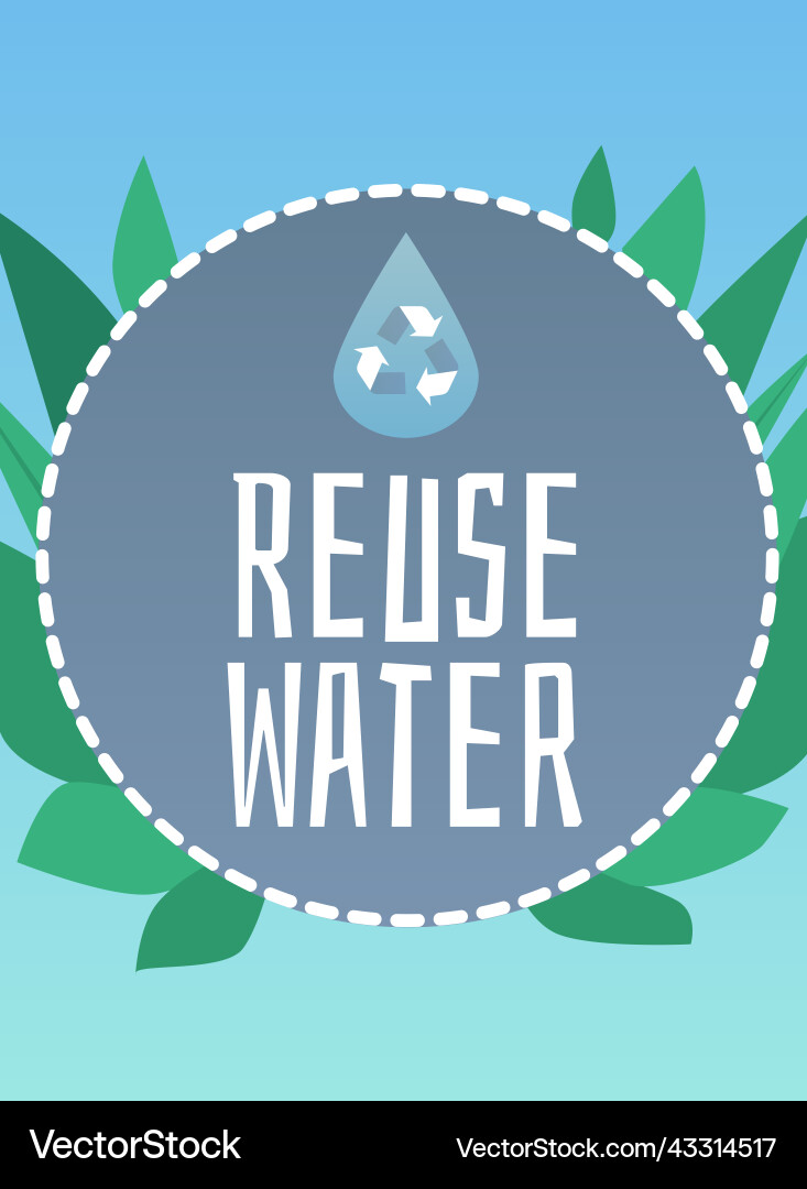 Water reuse emblem element with drop of Royalty Free Vector