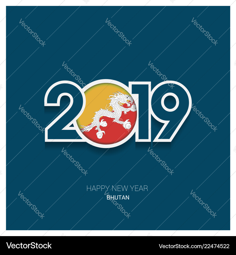 2019 bhutan typography happy new year background Vector Image
